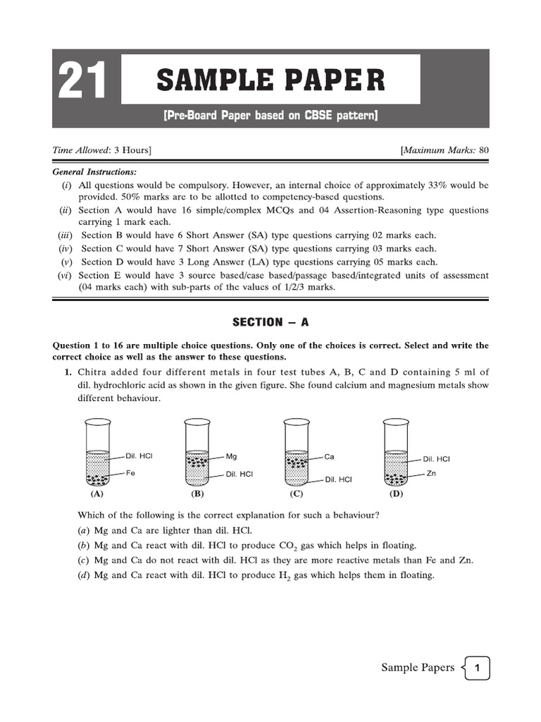 Cbse Cl10 Ead Science Pre-Board Paper 21 | PDF