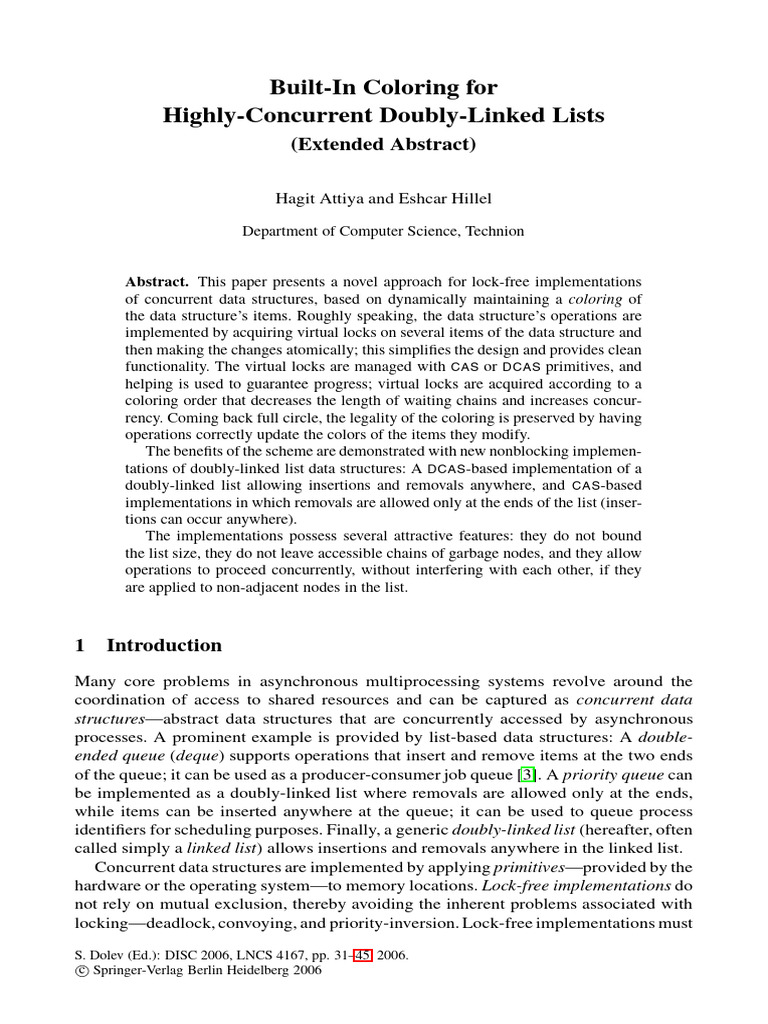 Built-In Coloring For Highly Concurrent Doubly Linked List | PDF | Queue (Abstract Data Type ...