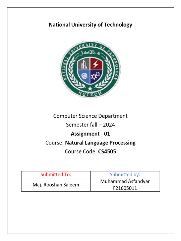 NLP Assignment 1 | PDF