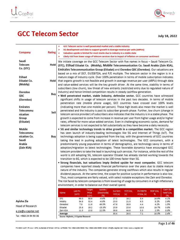GCC Telecom Sector Overview 2022 | PDF