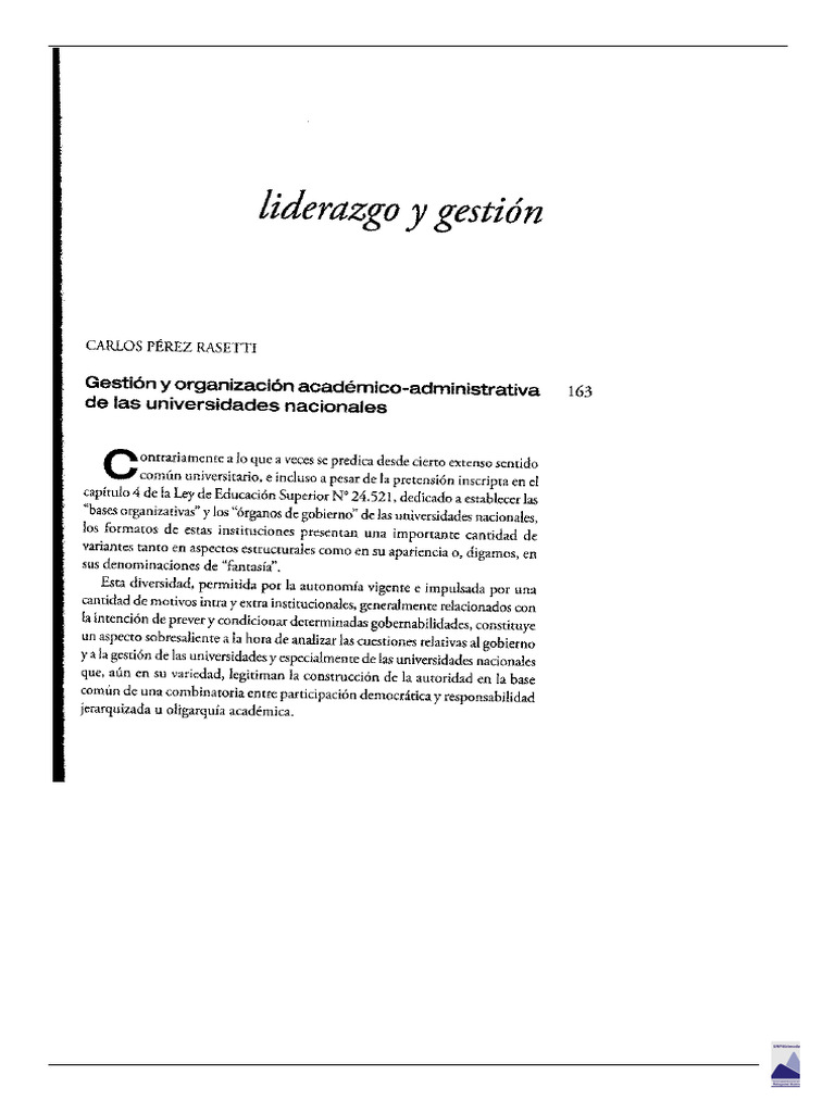 PérezRasetti - Organización Académica UUNN - Cap5 | PDF