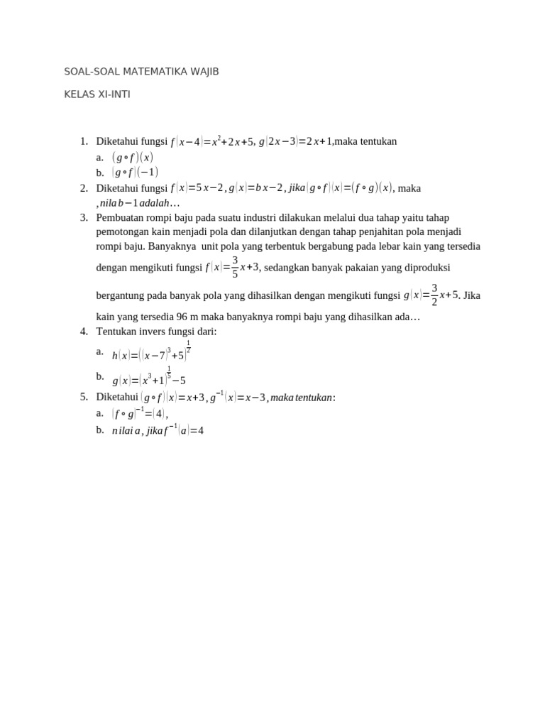 Soal Xi-Inti (KKS) | PDF