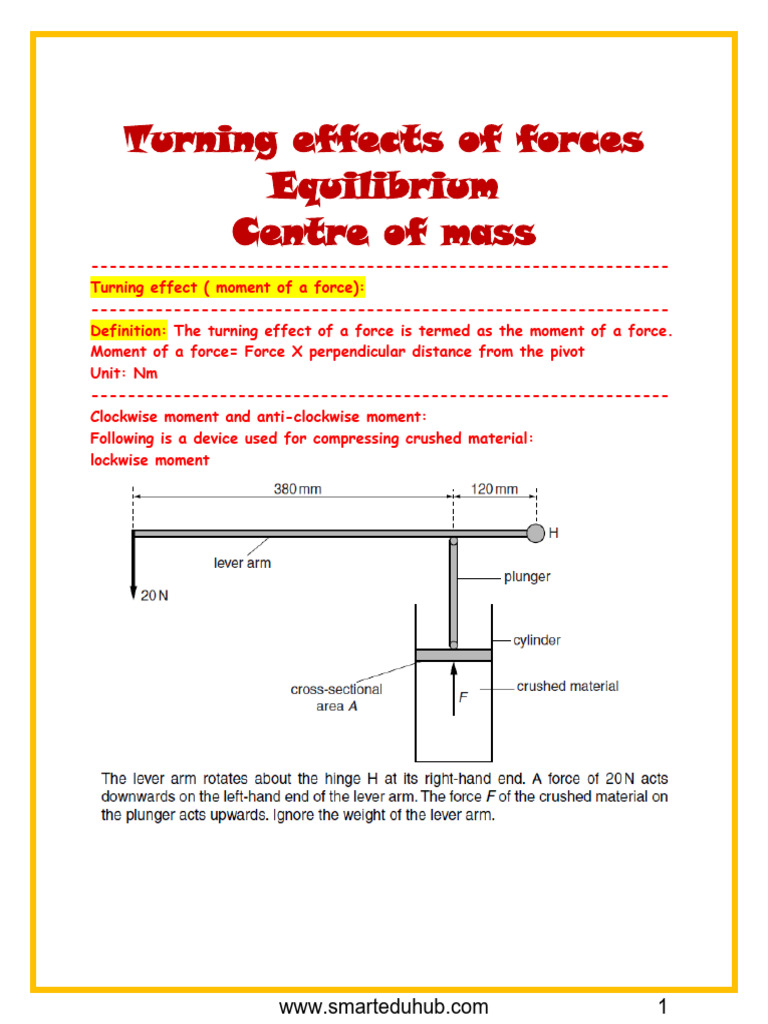 Turing Effects of Force - Notes | PDF | Lever | Force