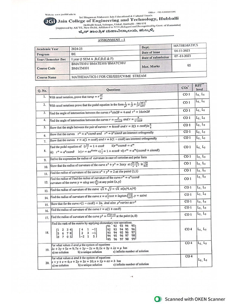 Maths Assignment 1 | PDF