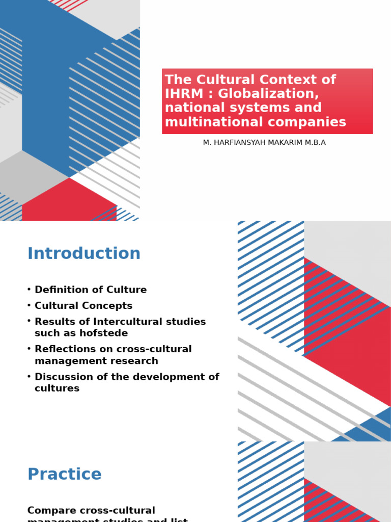 The Cultural Context of IHRM CH 2 | PDF | Social Science | History