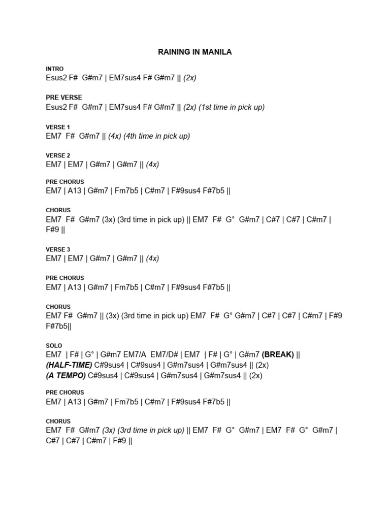 Raining in Manila Chart | PDF