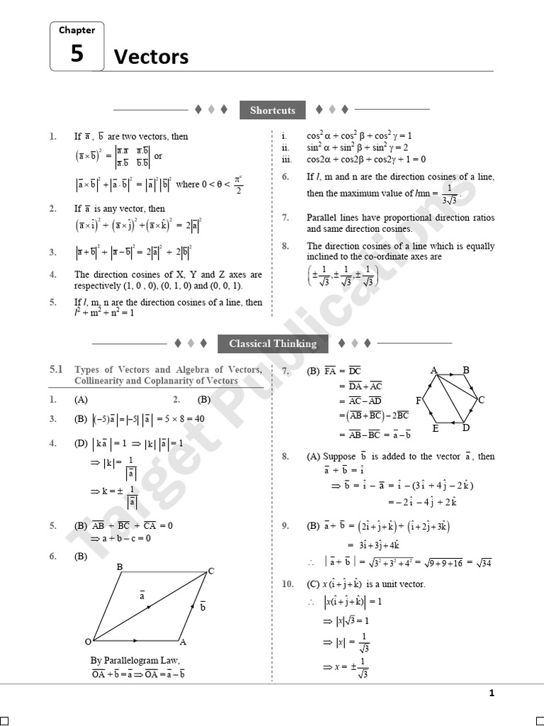 15 XII-M1-05 Vectors - Solution - 1 - 668b962925eb2 | PDF | Linear ...