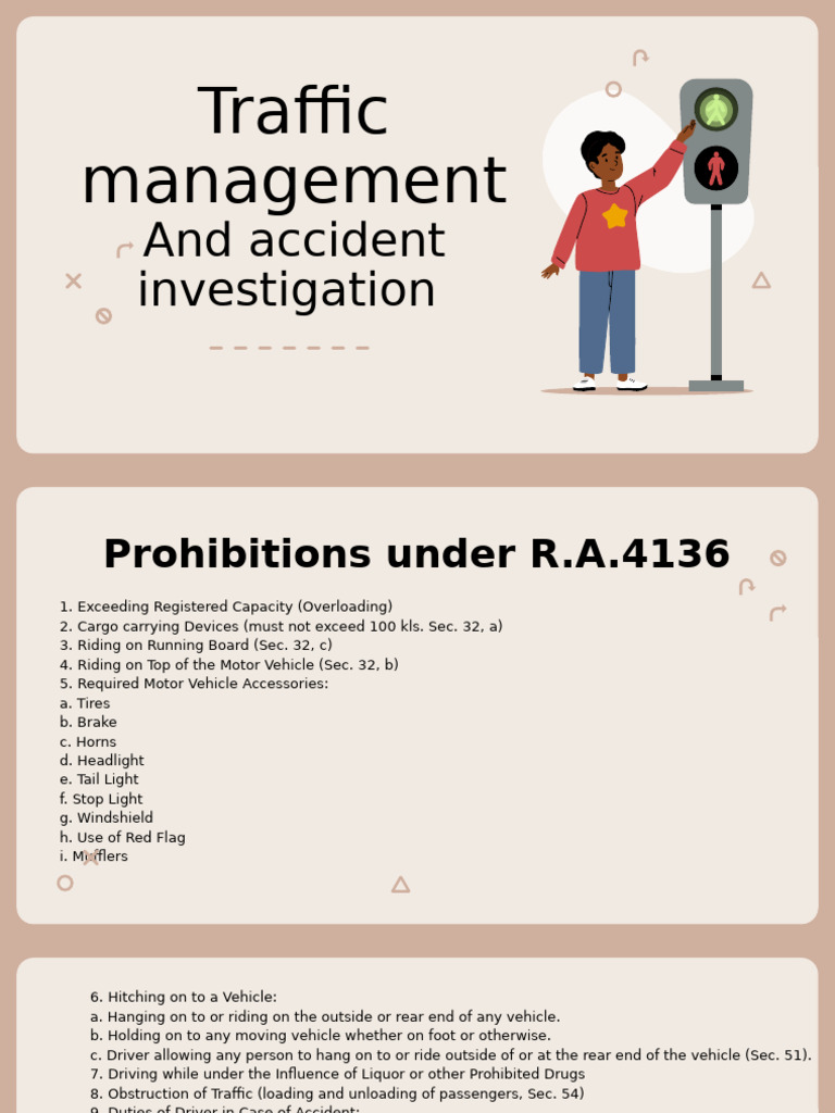 Traffic Rules and Regulations Overview | PDF | Traffic | Driving