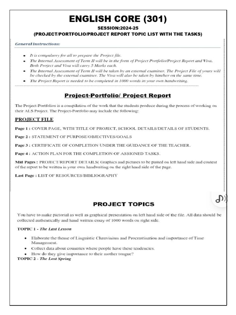 Class Xii English Projectportfolio 2024-25 | PDF