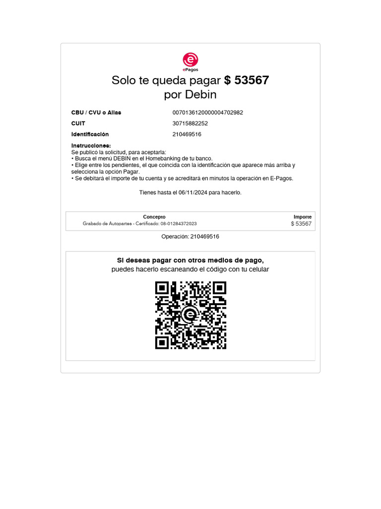 Solo Te Queda Pagar Por Debin: CBU / CVU o Alias Cuit Identificación ...