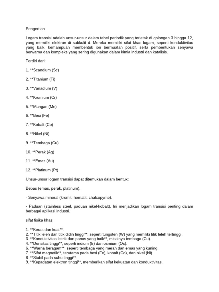 Kimia Logam Transisi | PDF