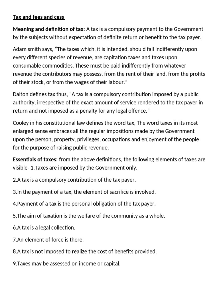 Tax and Fees and Cess | PDF | Taxes | Fee