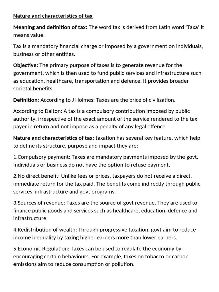Characteristics and Nature of Taxation | PDF | Taxes | Value Added Tax