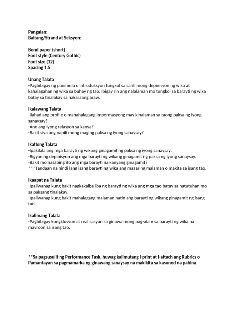 Performance Task Kom 1st Quarter | PDF