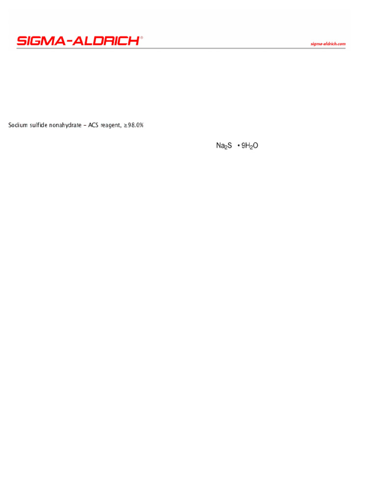 208043-BULK - SIGALD - Sodium Sulfide Nonahydrate | PDF | Sets Of ...