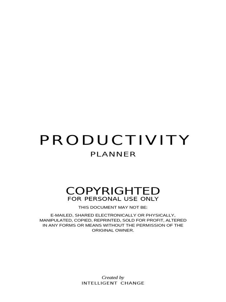 Productivity Planner | PDF | Procrastination | Professional Skills
