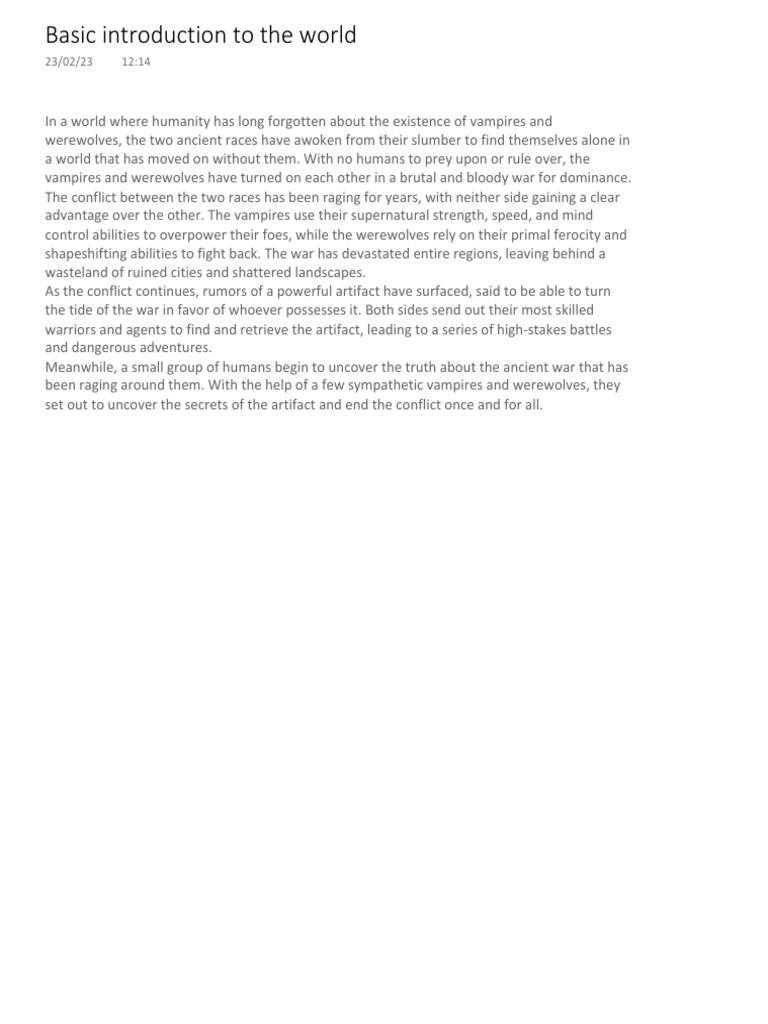 Vampire-Werewolf War: Quest for Artifact | PDF | Law