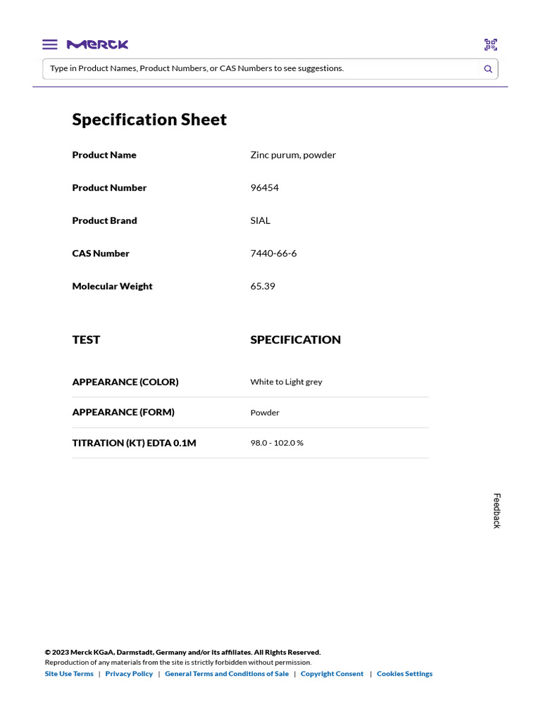Zinc Dust Sigma Sigma-Aldrich | PDF