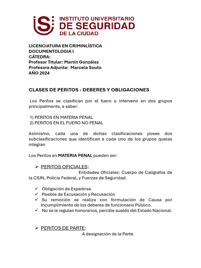 Clasificación de Peritos en Documentología | PDF | Justicia | Crimen y ...