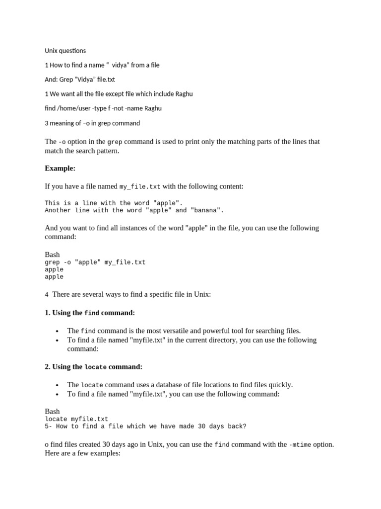 Unix Questions | PDF | Computers