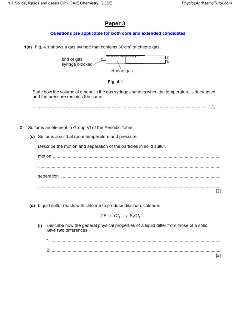 1.1 Solids, Liquids and Gases QP | PDF | Gases | Liquids