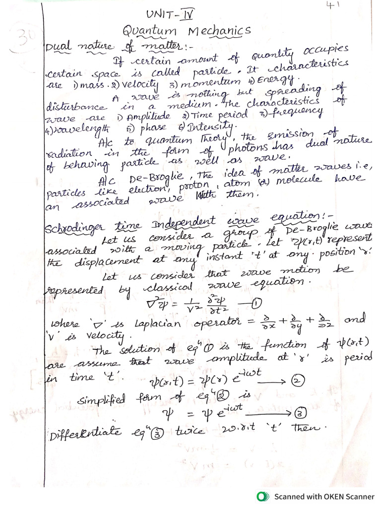 Unit - 4 Quantum Mechanics | PDF