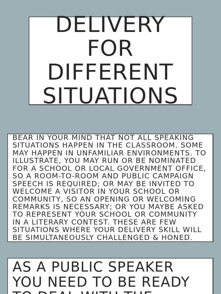 Delivery For Different Situations | PDF | Nonverbal Communication ...