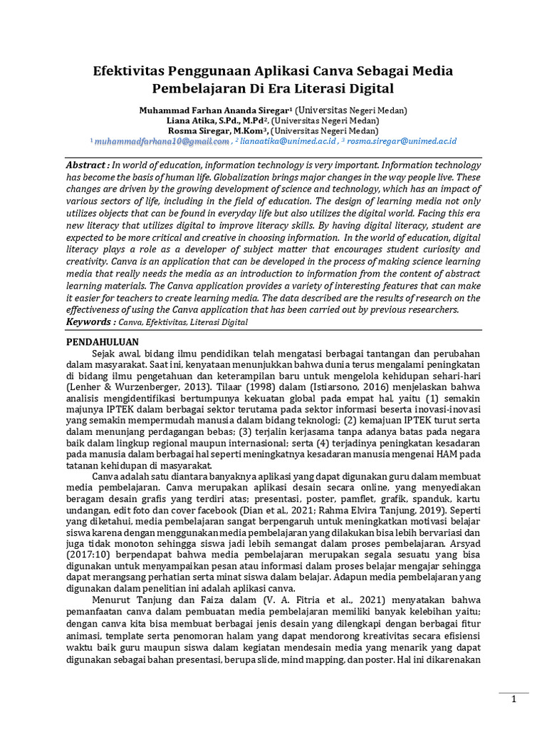 Efektivitas Penggunaan Aplikasi Canva - Muhammad Farhan | PDF | Seni | Komputer