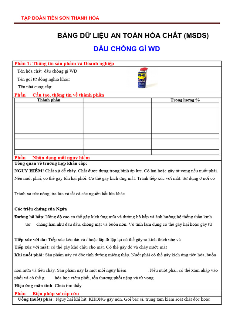 MSDS - Dau Chong Gi WD40 | PDF