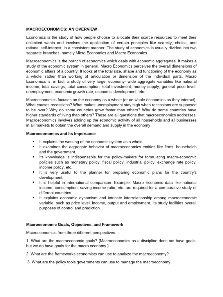 Macroeconomics (An Overview) | PDF | Macroeconomics | Gross Domestic ...