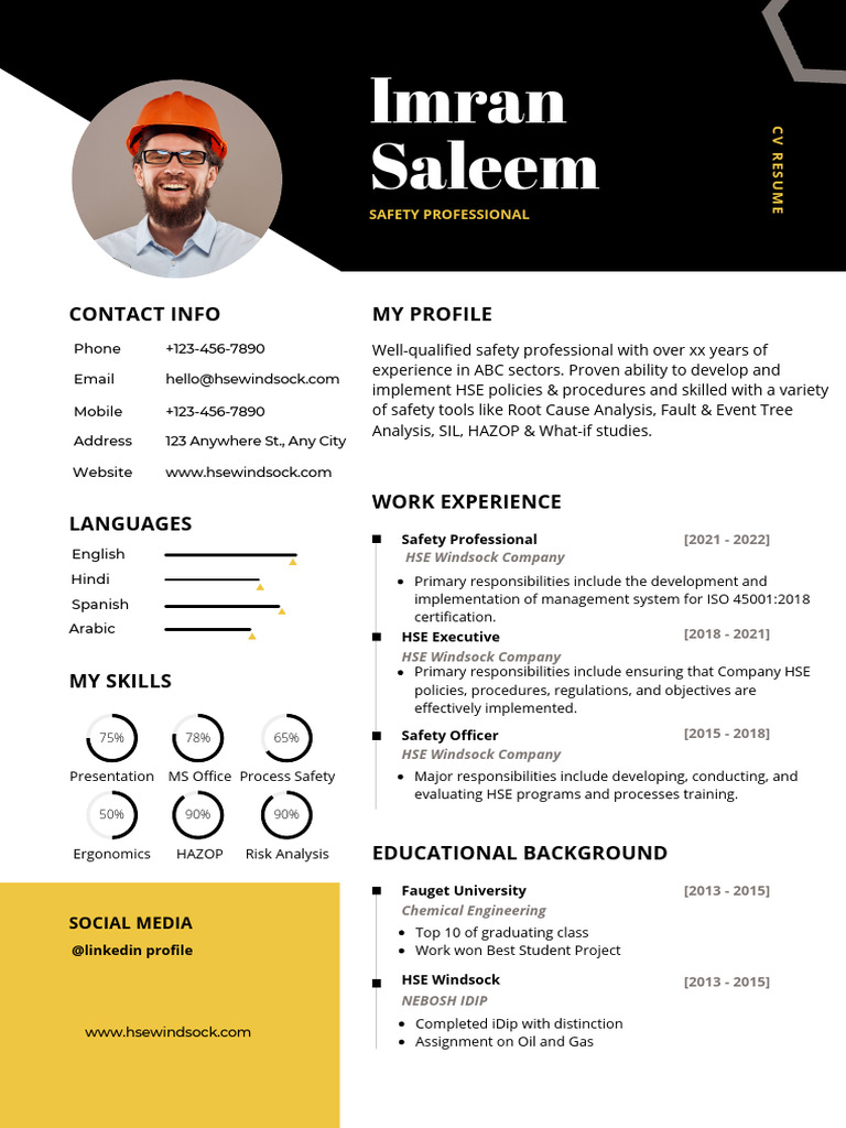 Safety Professional - CV Template | PDF | Safety