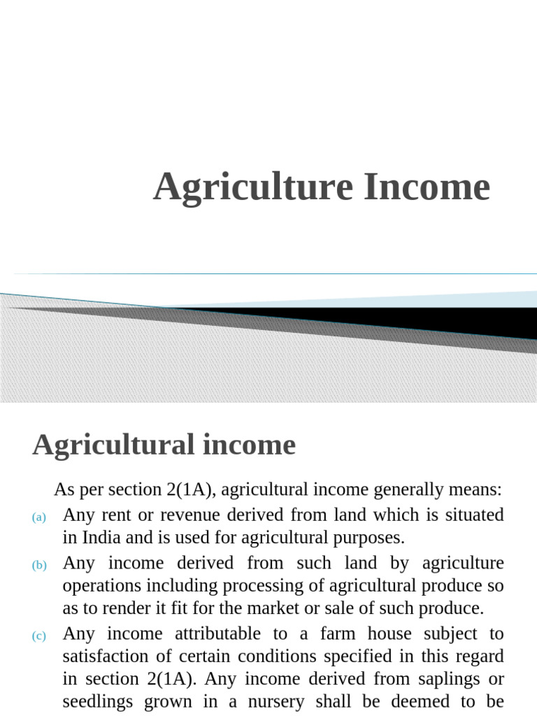L-7 & 8, Agriculture Income | PDF | Taxes | Income Tax