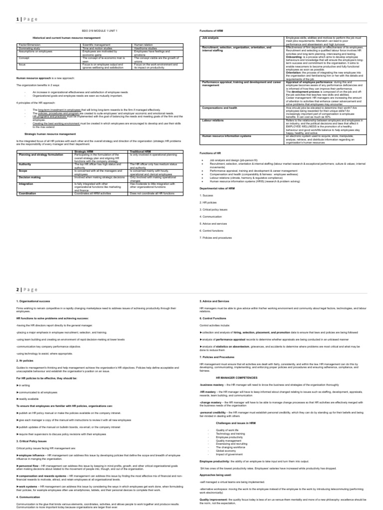 Bdo 319 Module 1 Unit 1 Final | PDF | Human Resource Management ...