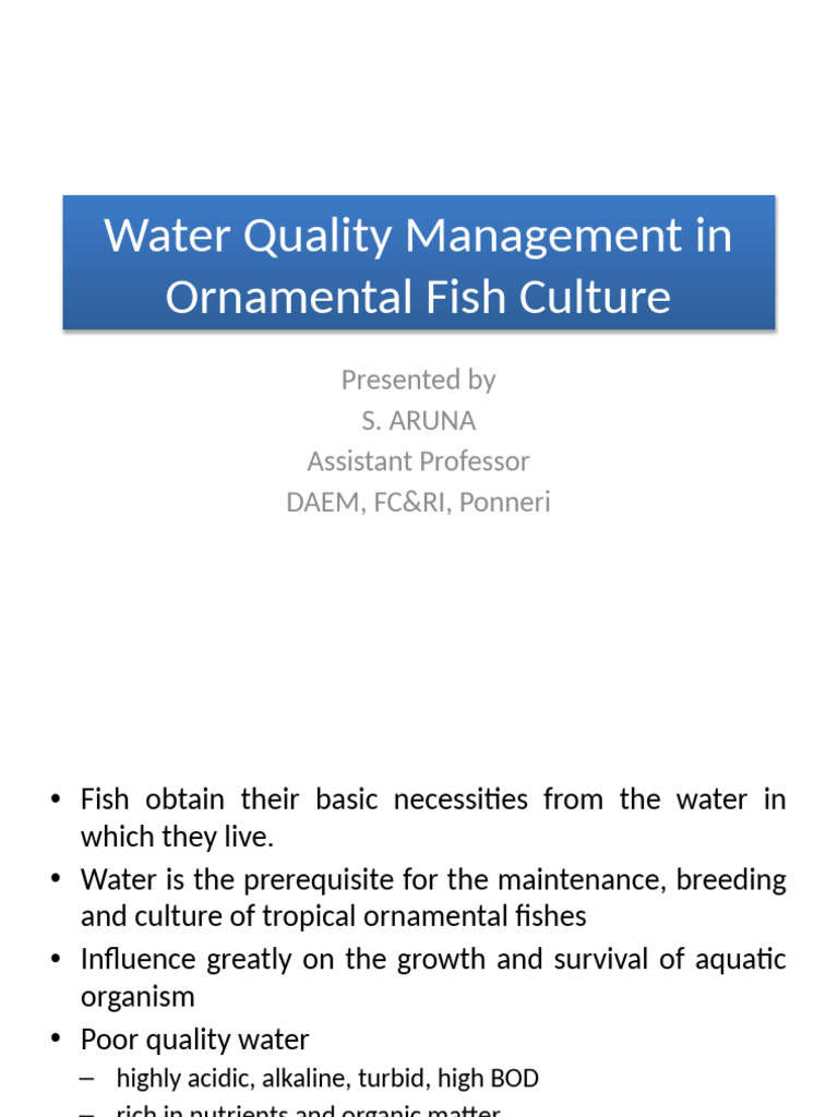 Water Quality Management | PDF | Water | Fishkeeping