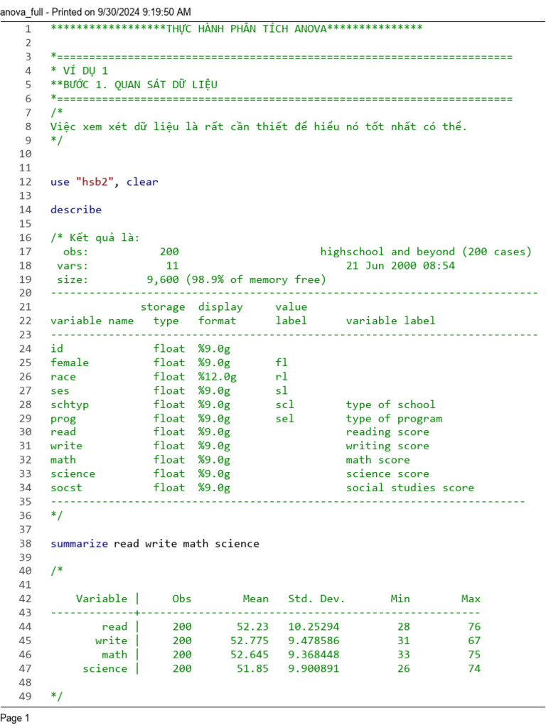 Dofile Anova | PDF