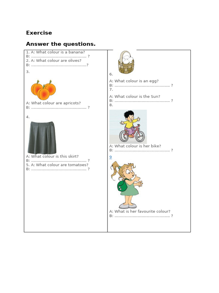 Colours Exercise | PDF