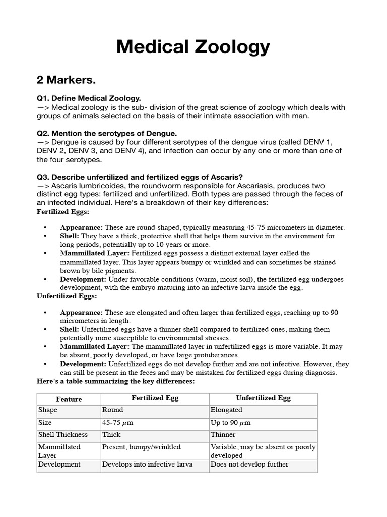 Medical Zoology Question Paper With Answers | PDF | Anthrax | Salmonella