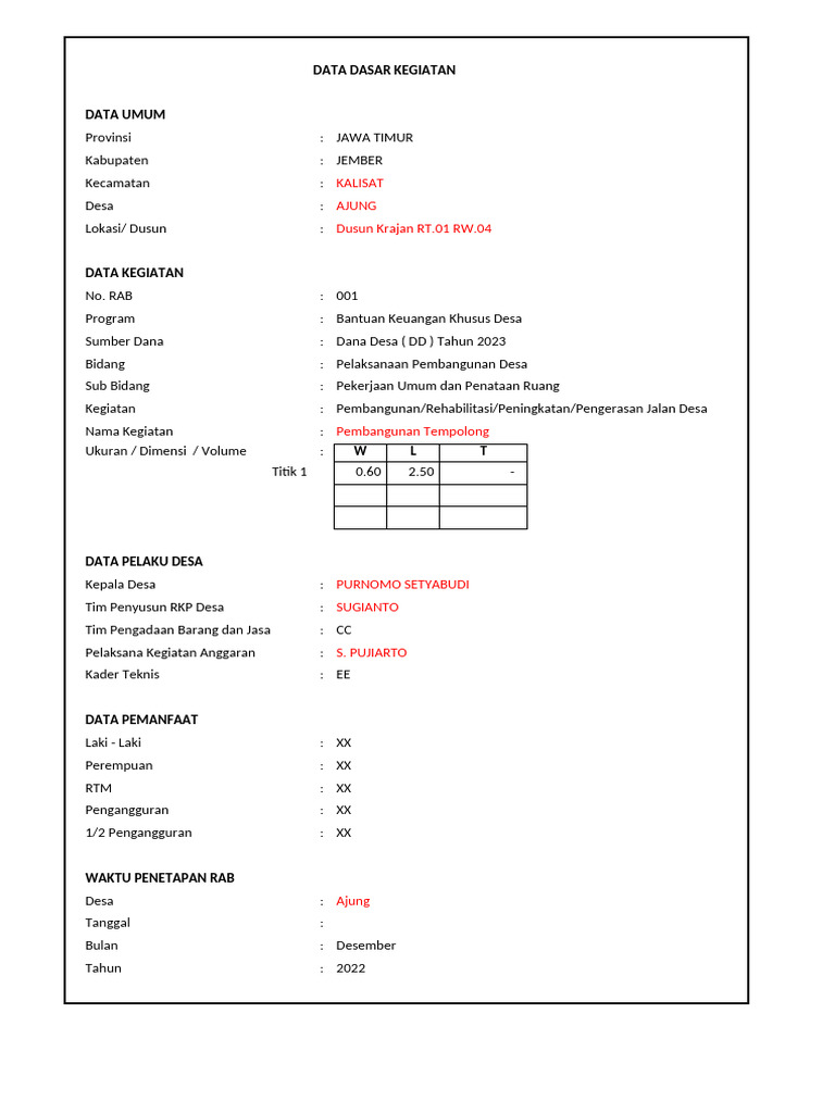 Rab Pembangunan Tempolong | PDF