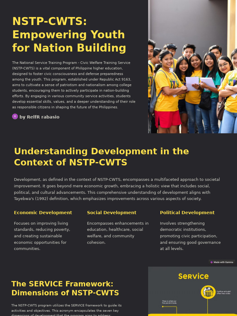 NSTP CWTS Empowering Youth For Nation Building | PDF | Voting | Civic ...