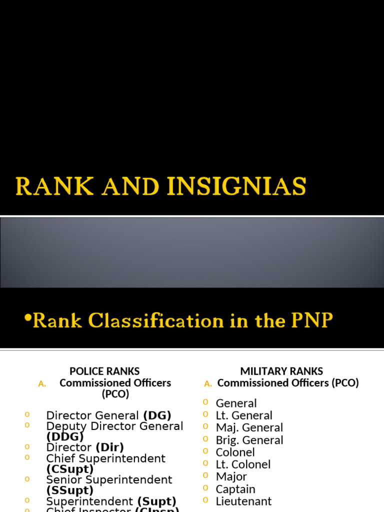 Rank and Insignias - Lea1 | PDF | Inspector | Sergeant