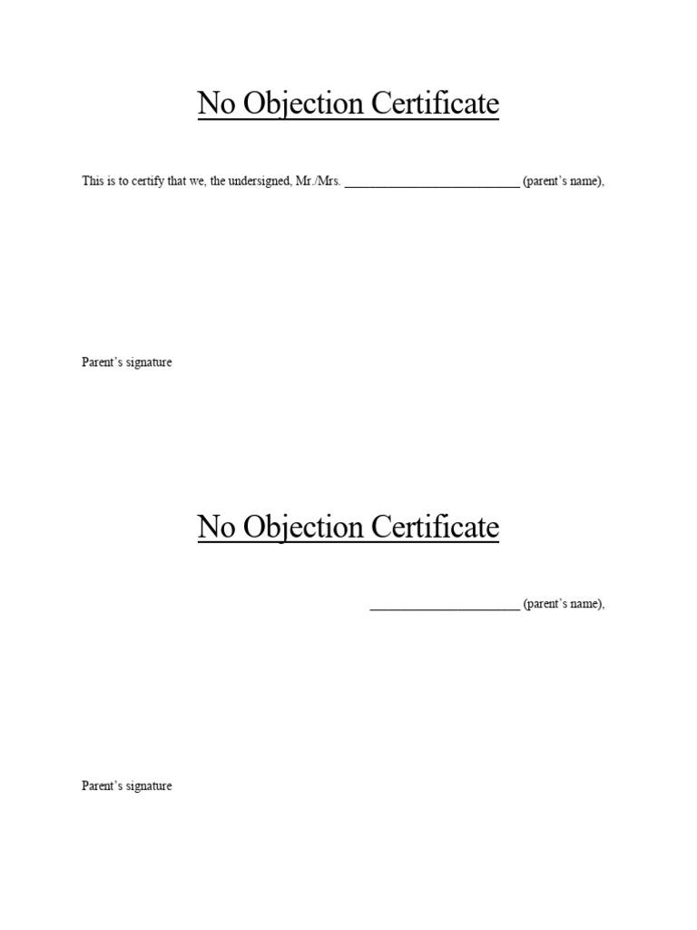 No Objection Certificate for Study Tour | PDF