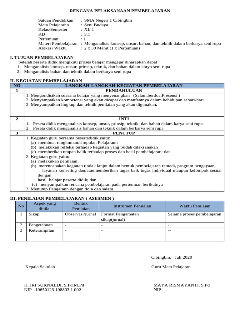 RPP Pertemuan 1 | PDF