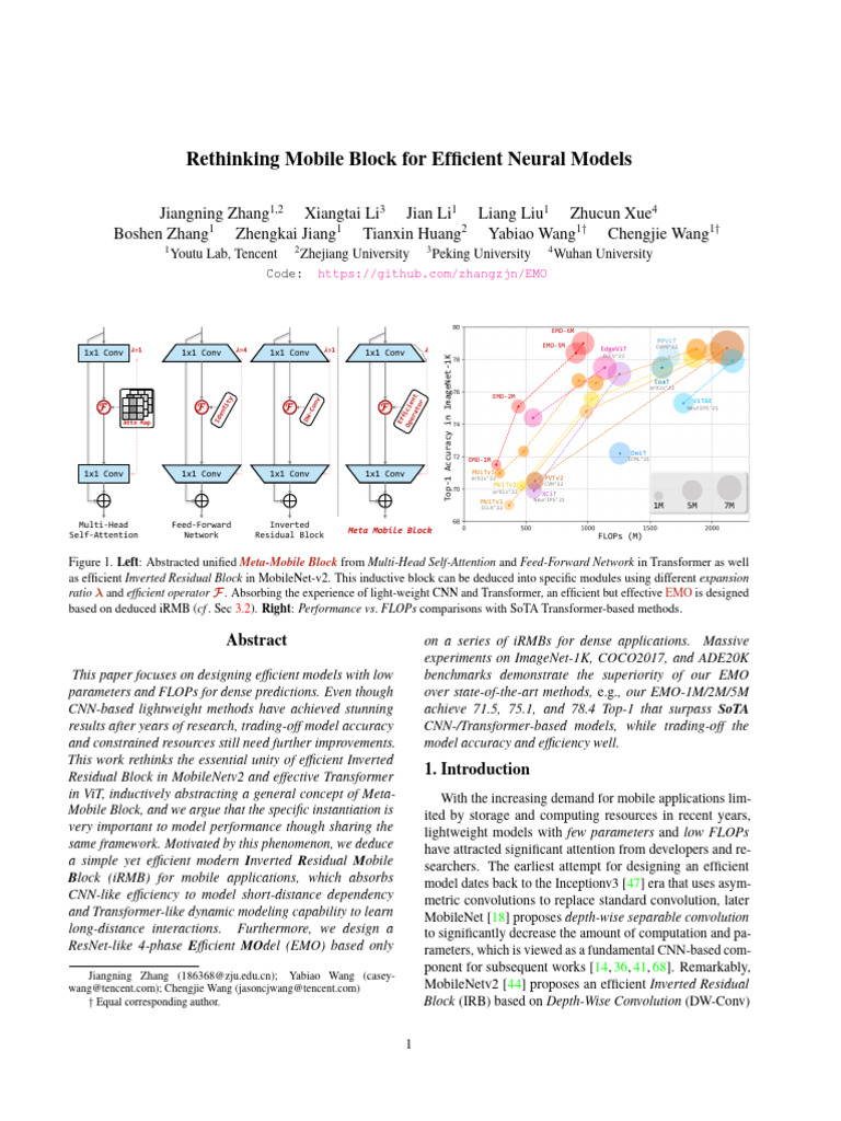 Rethinking Mobile Block For Efficient Attention-Based Models (EMO) - V1 | PDF | Matrix ...