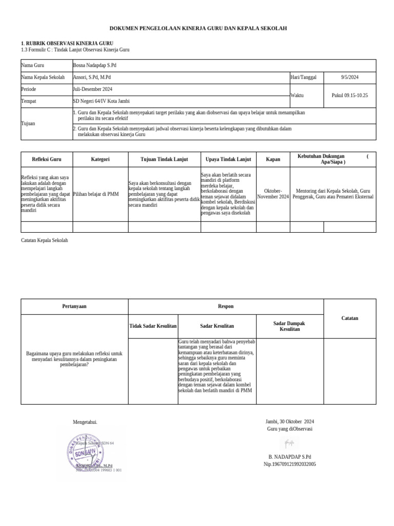 FORM C Bosna Nadapdap 2024 | PDF