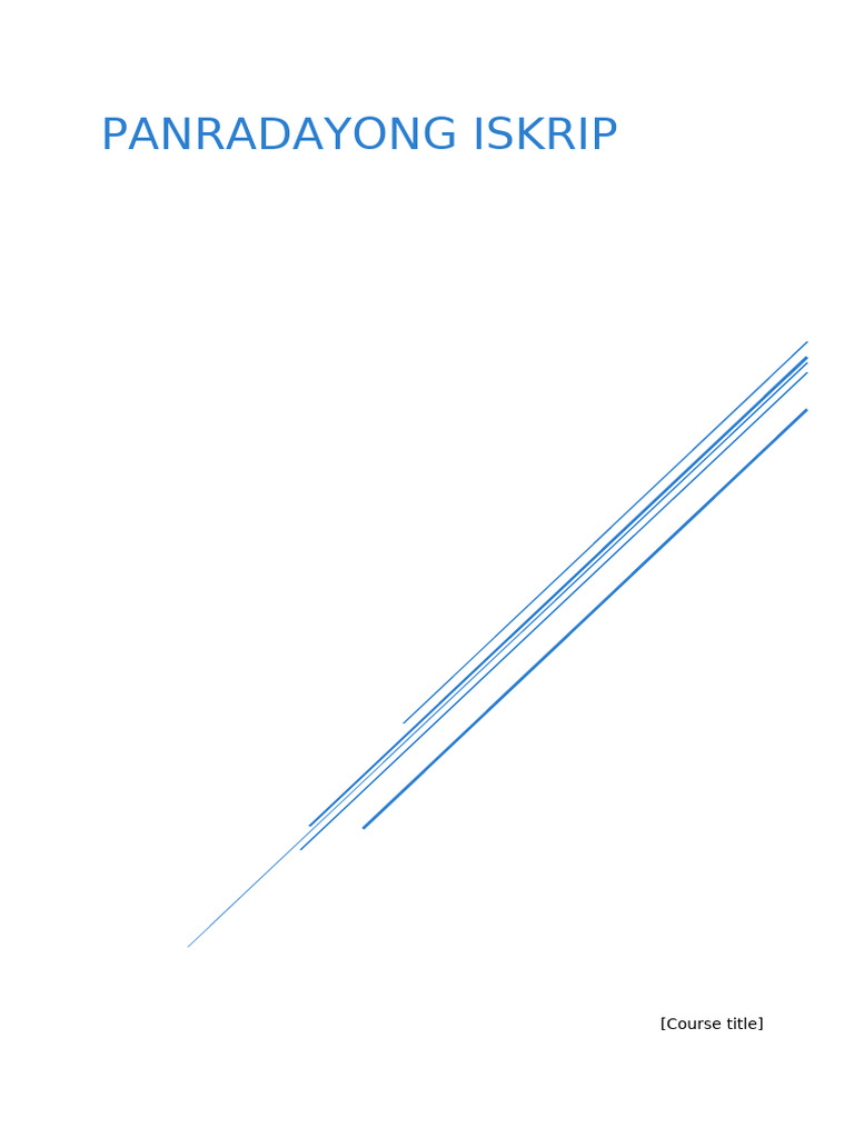 Panradayong Iskrip: (School) | PDF