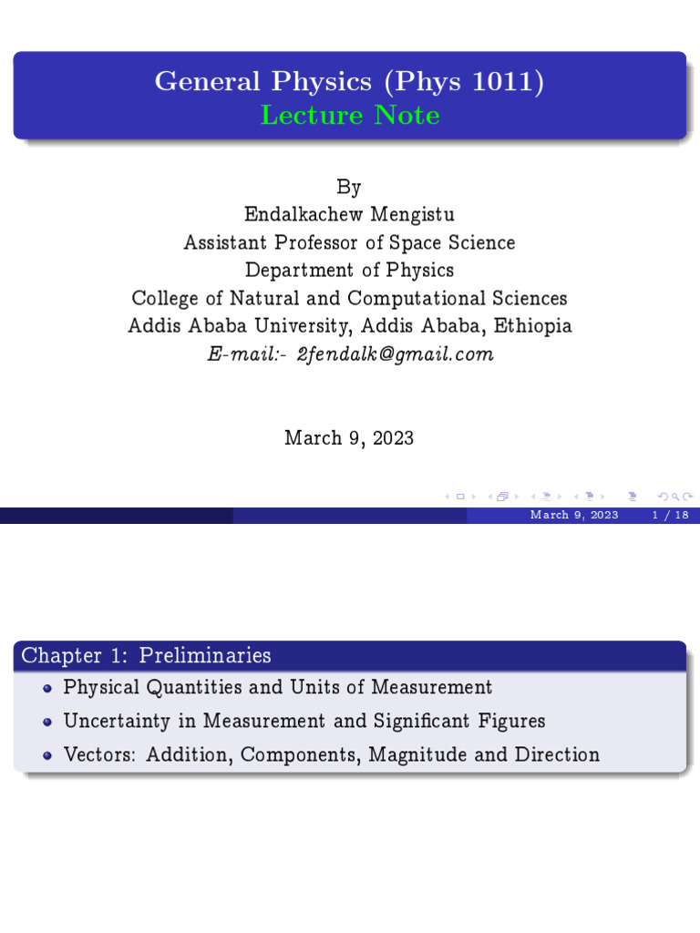Physics 1011: Measurement and Vectors | PDF | Acceleration | Measurement