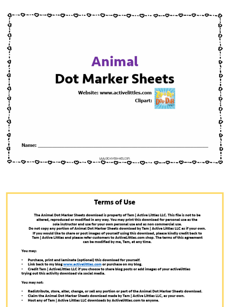 Animal Dot Marker Sheets | PDF | Computing