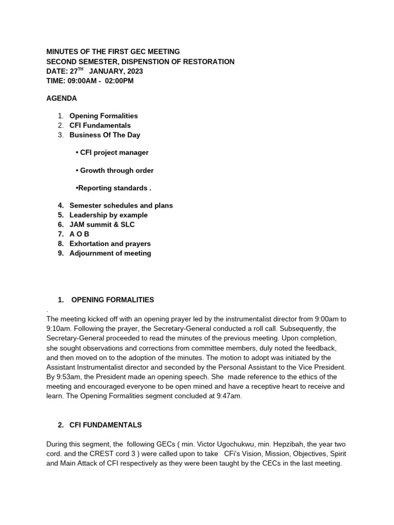 Minutes of GEC Meeting January 27th 2024 | PDF