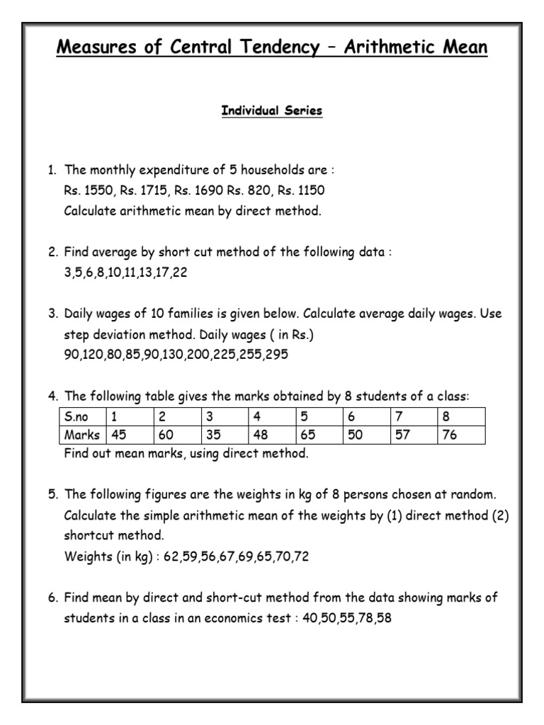 Mean | PDF | Mean | Arithmetic Mean