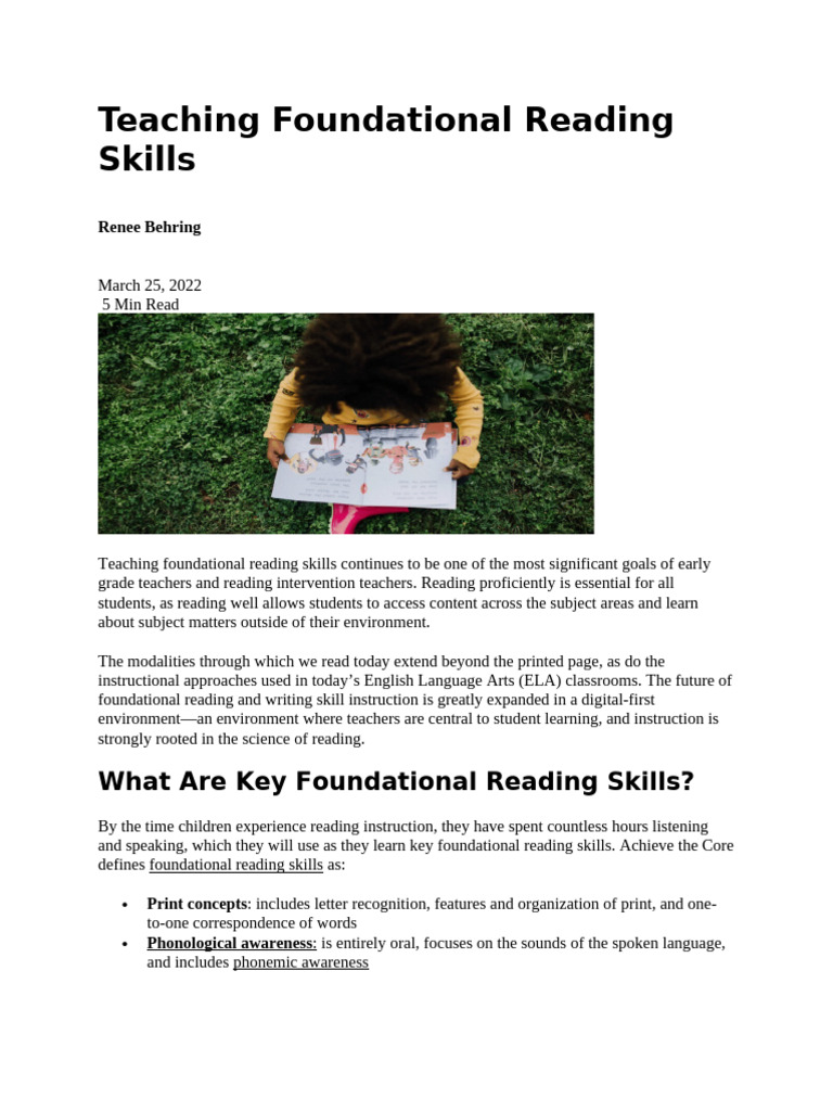 Teaching Foundational Reading Skills | PDF | Phonics | Applied Linguistics